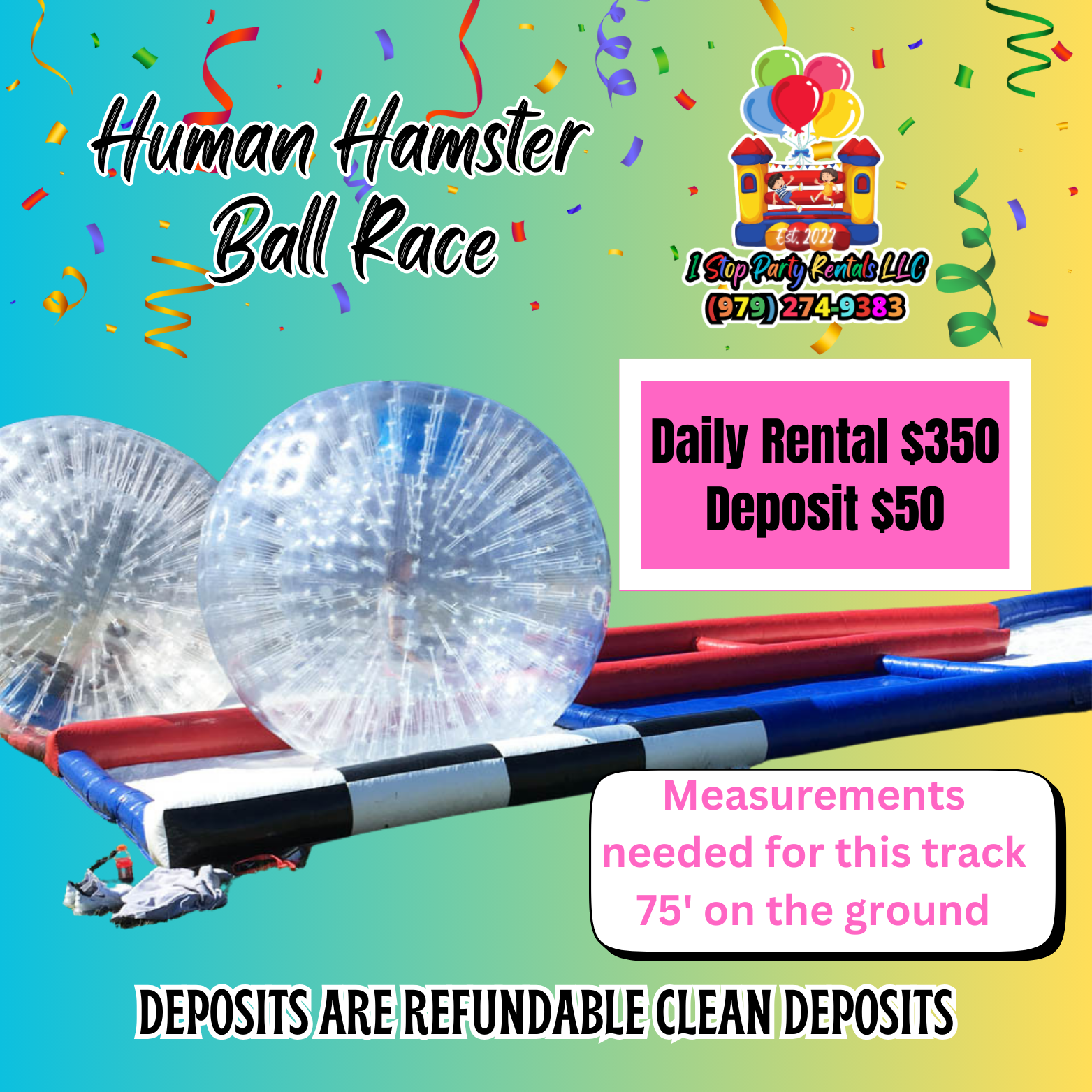 Human hamster ball race – 1 Stop Party Rentals LLC